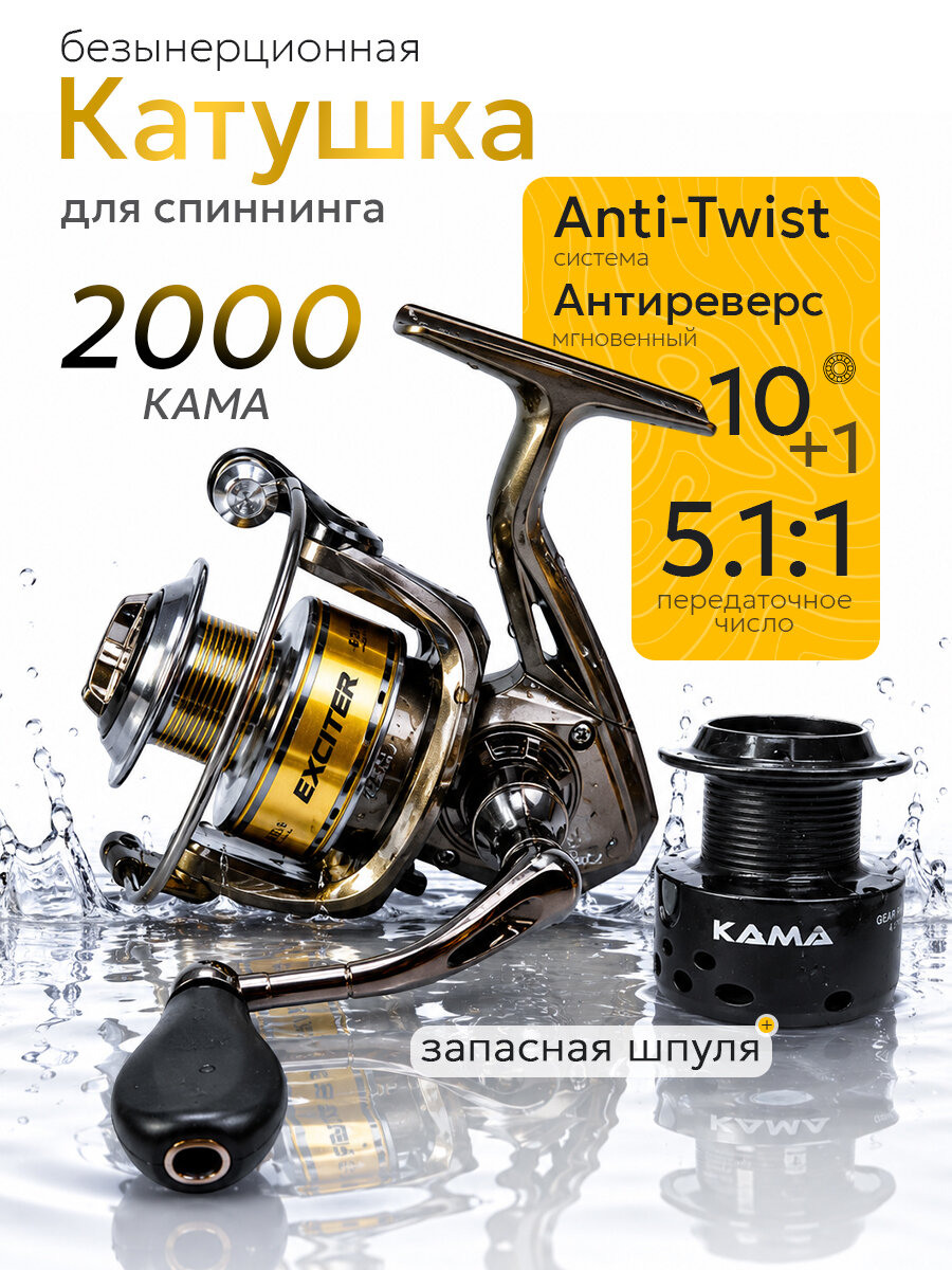 Катушка для спиннинга и фидера и рыбалки 2000