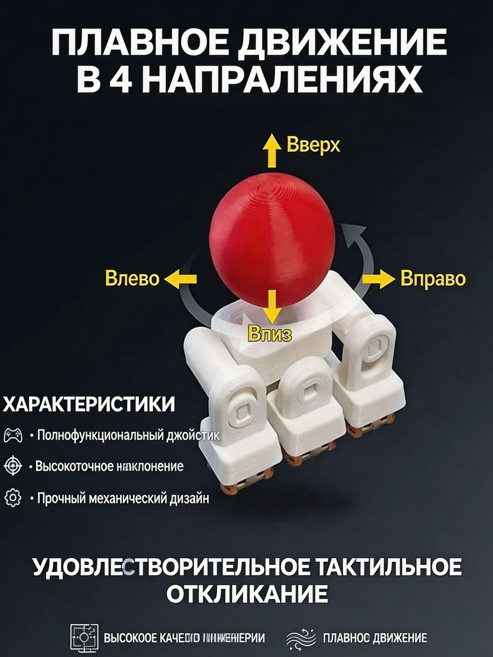 3D-печатный джойстик для клавиатуры KOF White-Red