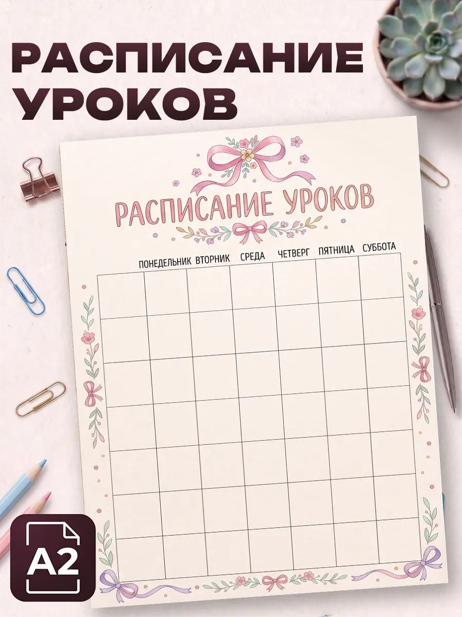 Расписание уроков для девочек бантики