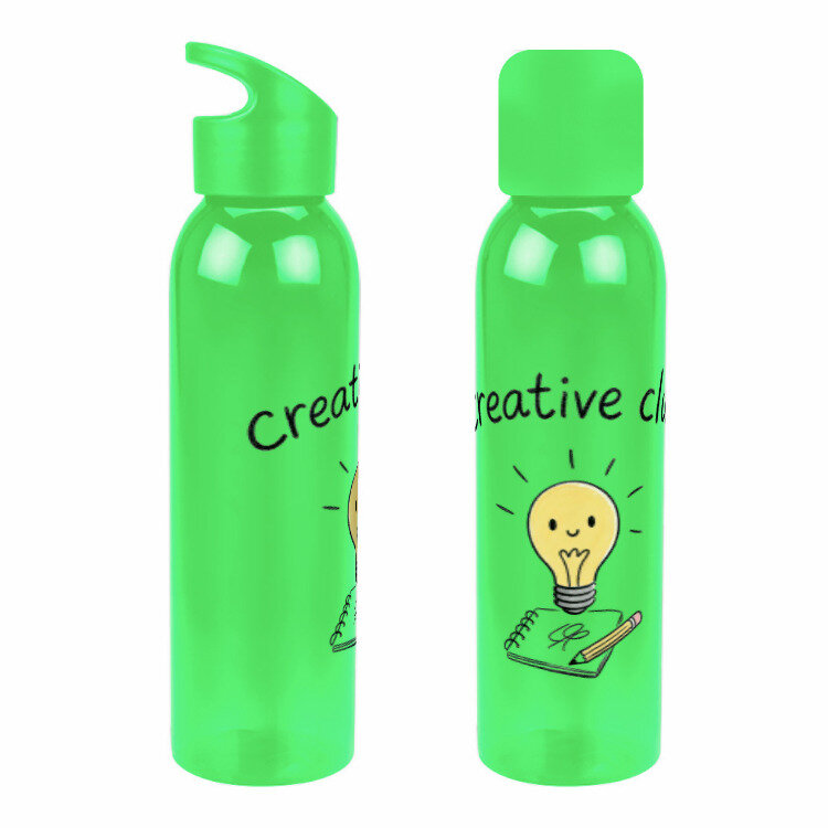 Бутылка для воды «Creative club, креативный клуб, идеи, лампочка» (зеленое яблоко)