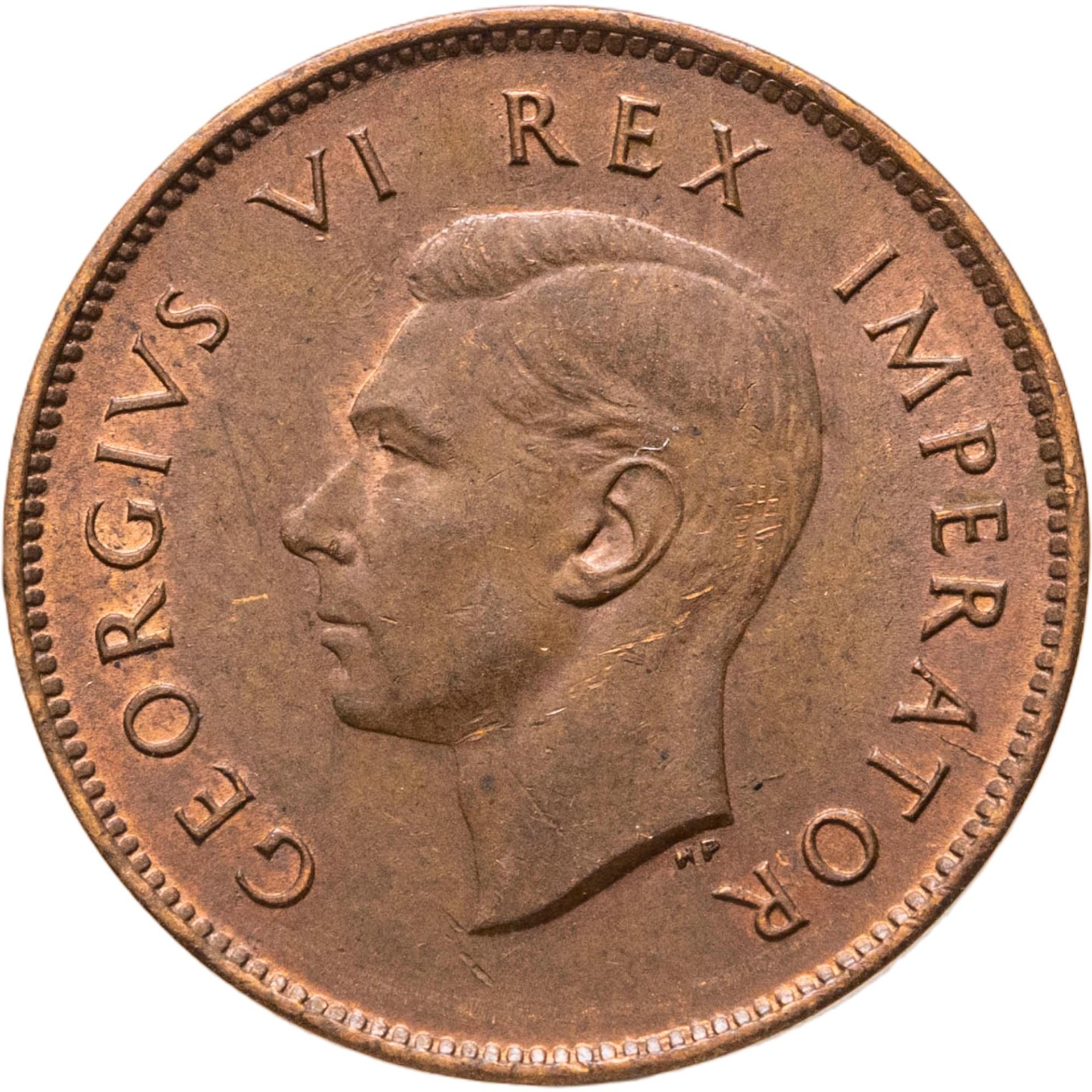 ЮАР 1/4 пенни penny 1943, Бронза, в сохранности AU