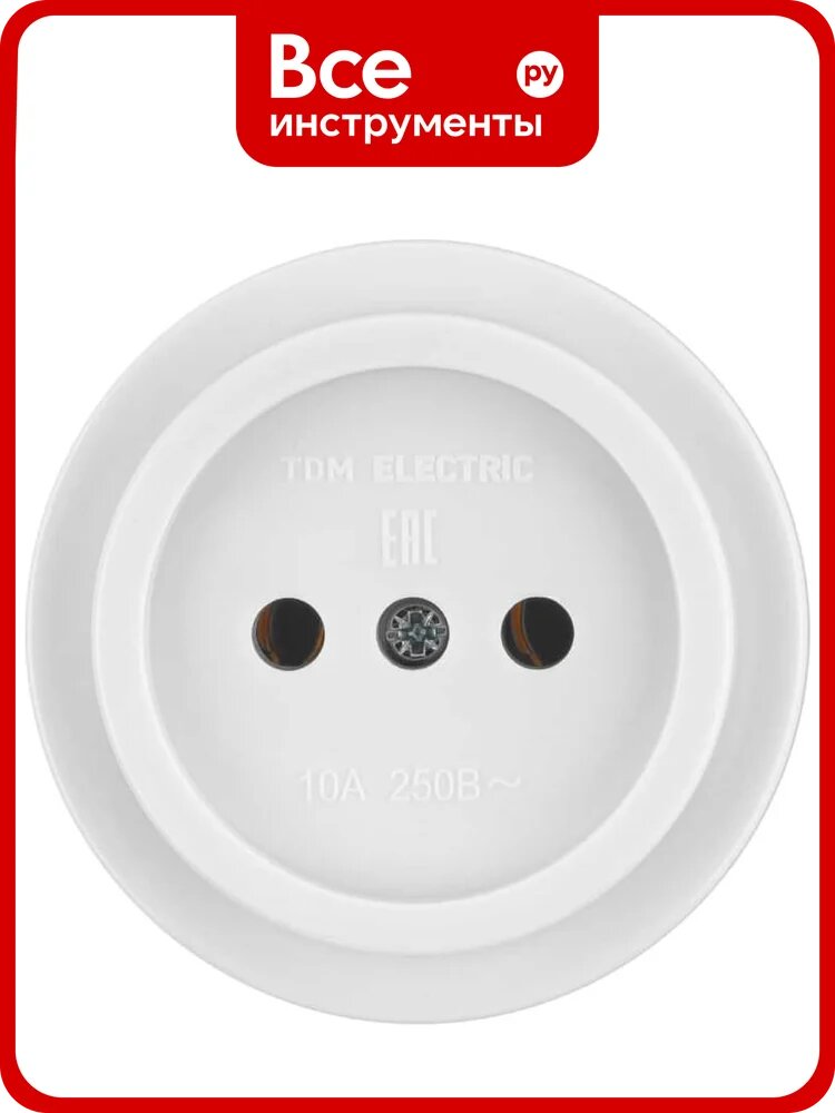 Розетка 2П открытой установки TDM ELECTRIC IP20 10А белая "Ретро" SQ1806-0525