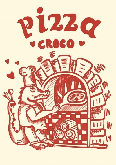 Постер "Pizza Croco" 50x70см, цвет TT954, без рамки