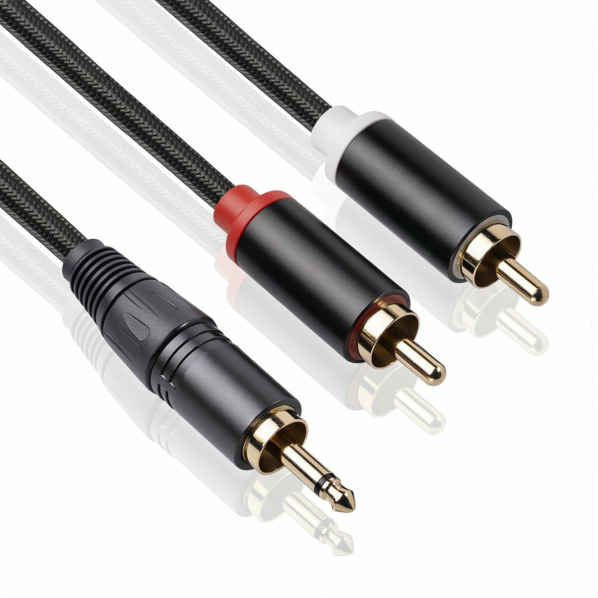 Аудиокабель XLR папа на 2 RCA папа 1 метр позолоченные разъёмы нейлоновая оплётка совместимость с микшерами усилителями