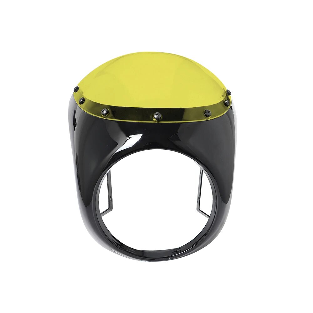 Желтая фара для мотоцикла, обтекатель 7" Gloss BLK yellowlens
