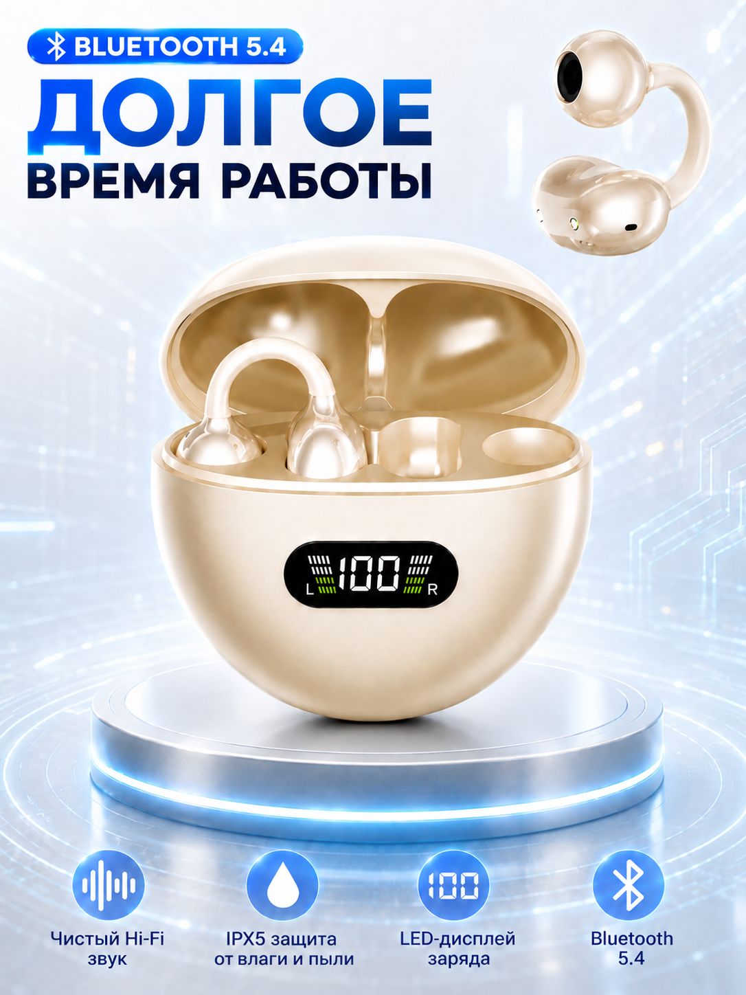 Беспроводные наушники Q71 наушники клипсы беспроводные с Bluetooth 5.4, HD-звуком и защитой IPX5