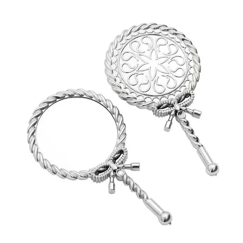 Винтажное портативное круглое зеркало Серебряный, 1PC-Silver