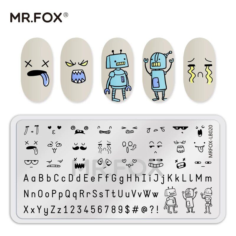 Fox Mr. Премиум суккулентный рисунок лисы Шаблон для маникюра, 1 шт