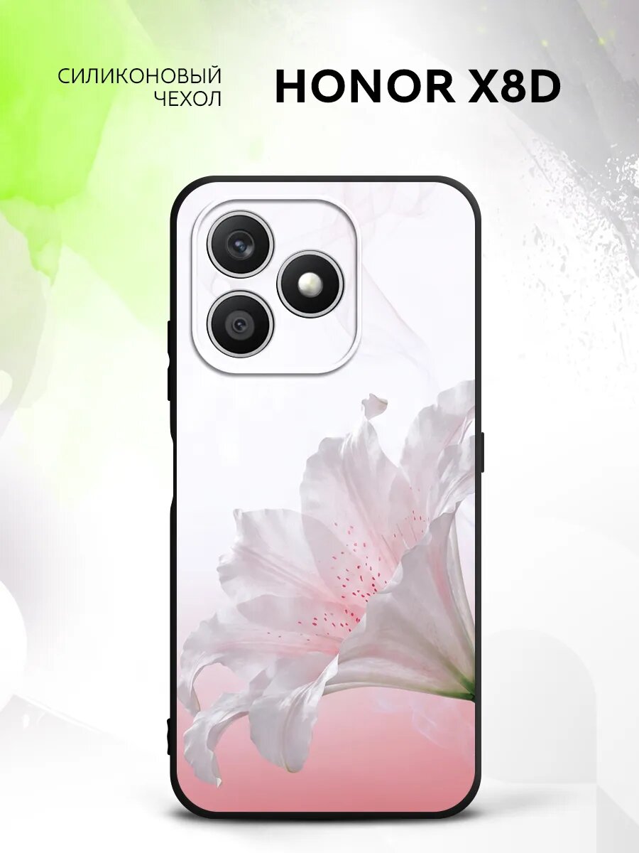 Чехол на Honor X8d, Хонор Икс 8д защита камеры и углов, кейс с картинкой цветок лилия