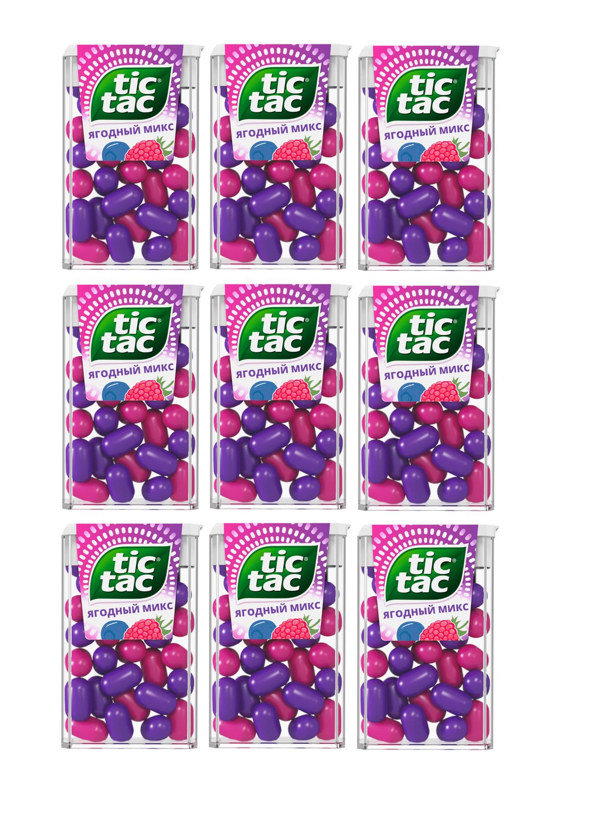 Tic Tac Драже со вкусом малины и голубики, освежающее, 16 гр, 9 шт