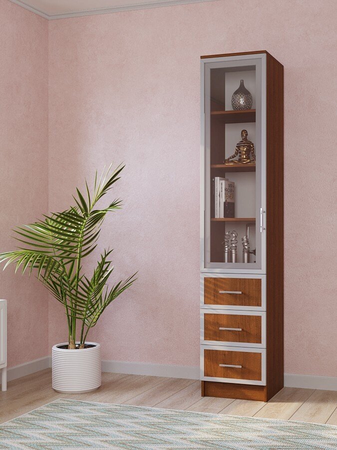 Книжный шкаф МебельЛэнд24 Альма - 5 Орех Экко 30x30x200