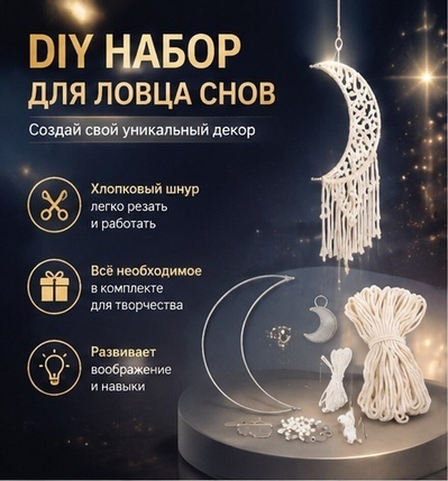 Набор Для Макраме Из Хлопкового Шнура С Деревянными Бусинами 1 Штук Размер 96X20Cm
