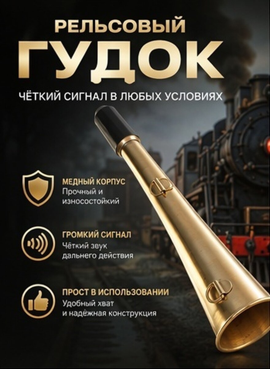 Громкий Железная Дорожная Труба С Бычьим Рогом Золотого Цвета 20.00X4.20X4.20CM