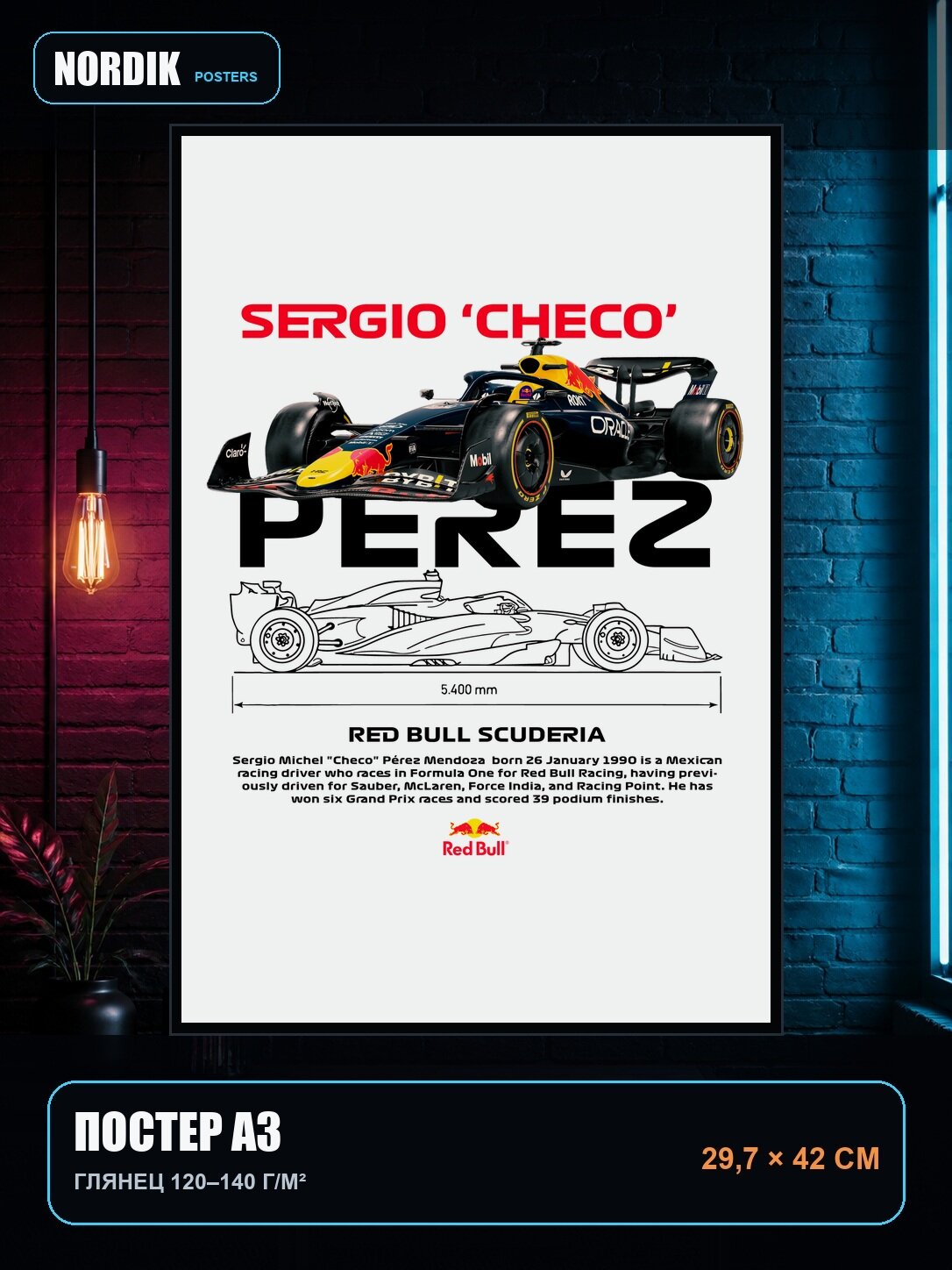 Постер Серхио Перес Red Bull Scuderia A3