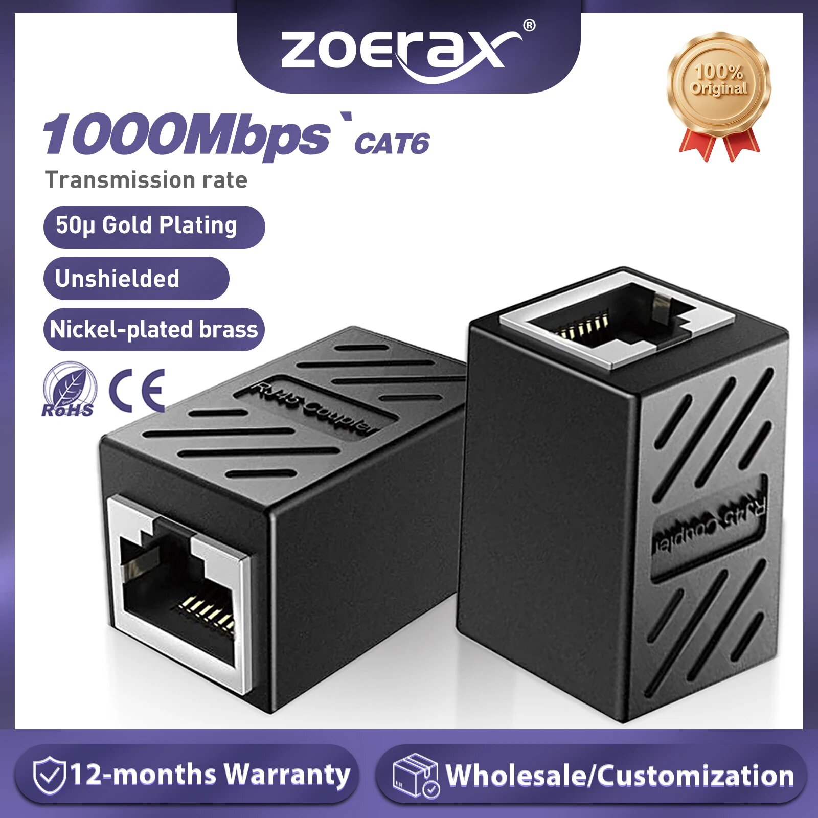 ZoeRax Удлинитель Ethernet RJ45 Gigabit 1PCS