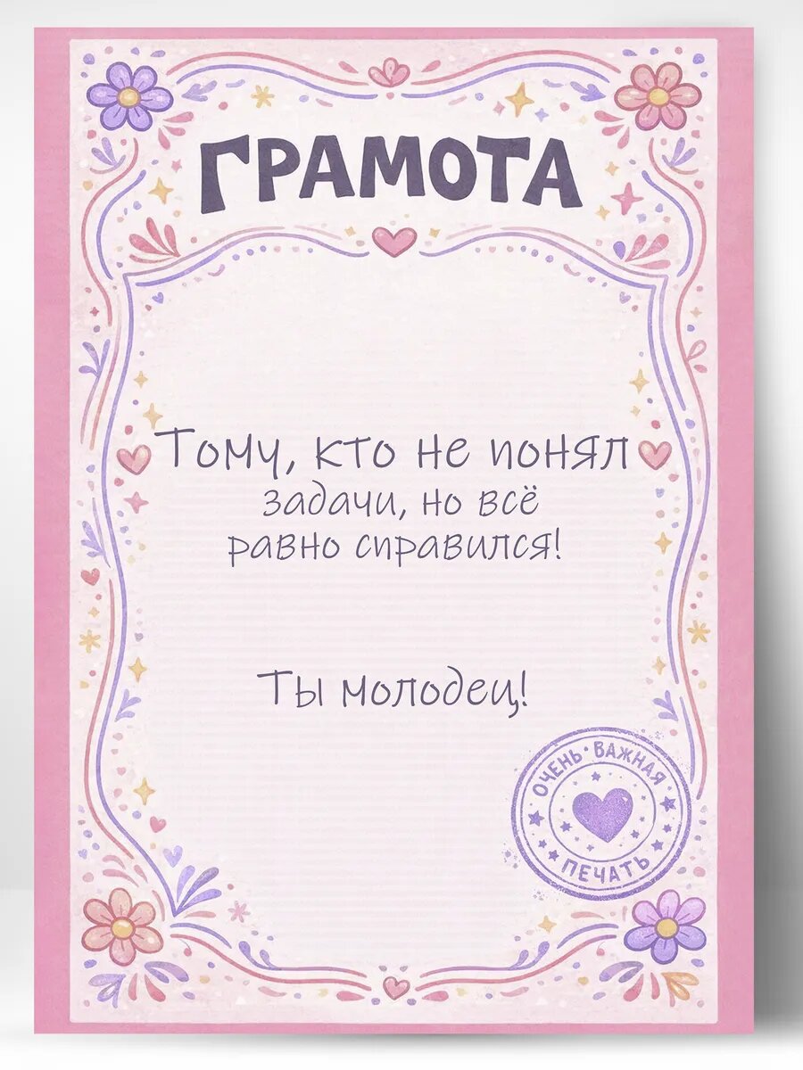Грамота подарочная - Тому, кто не понял задачи, но справился
