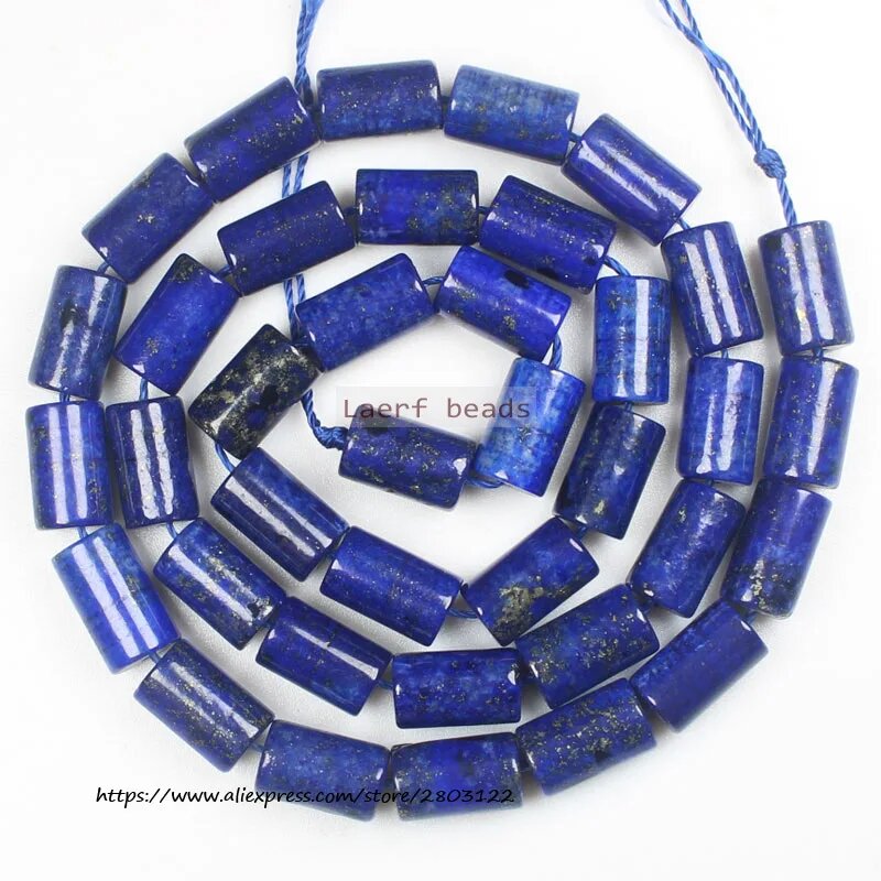 Лазурит бусины синие Tube 6x10mm, 15 дюймов