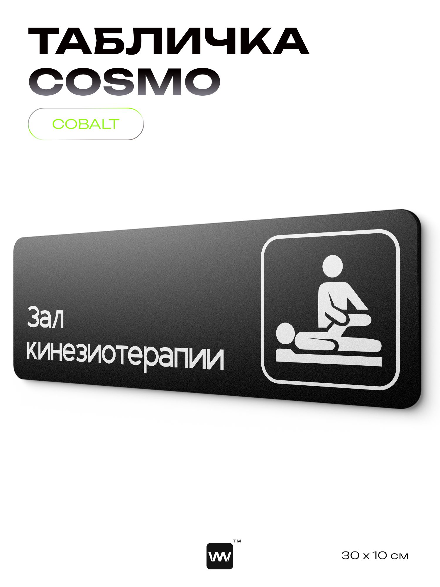 Табличка Зал кинезиотерапии, 30х10 см, для больницы, поликлиники, медучреждения, серия COSMO, Айдентика Технолоджи