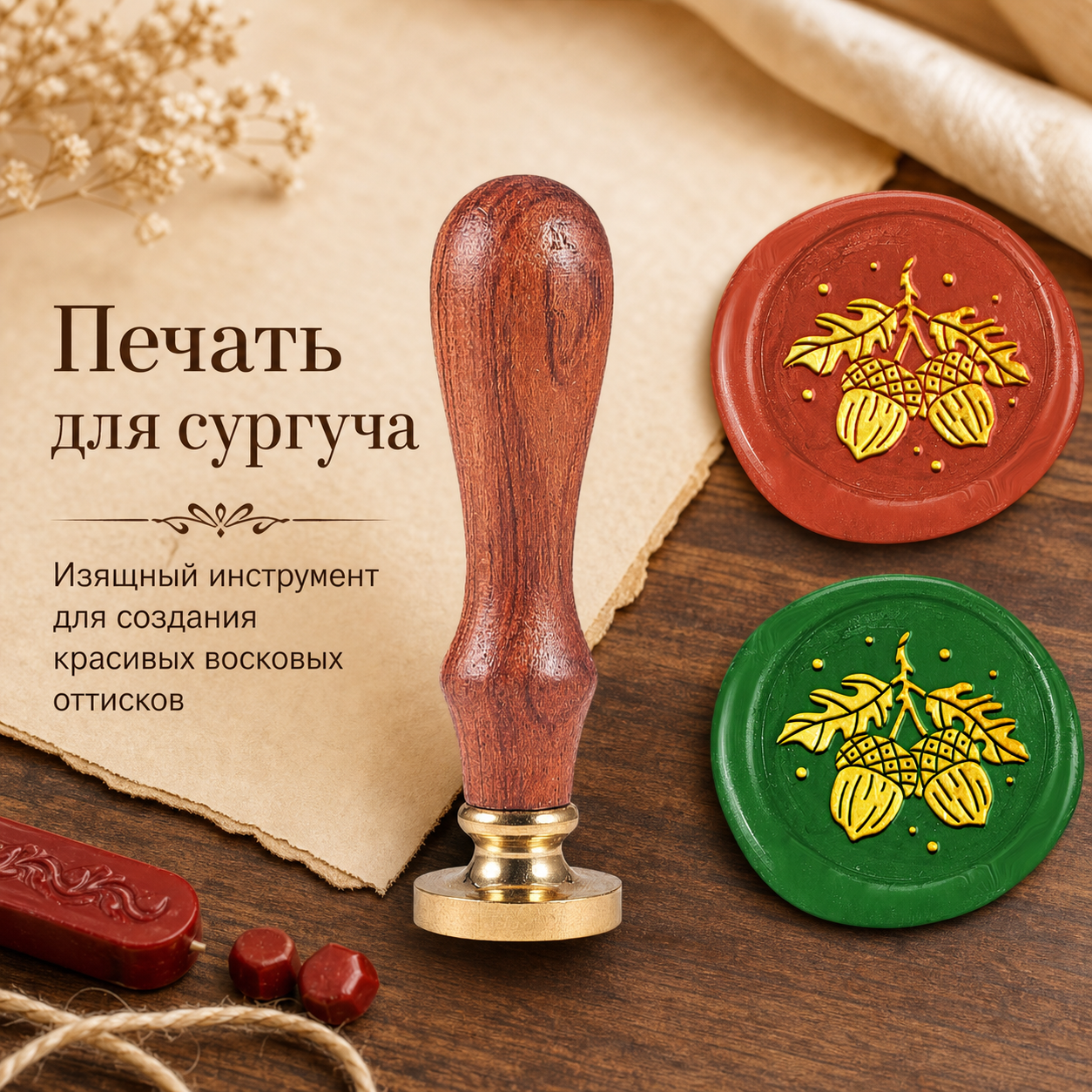 1 шт. штамп для скрапбукинга с осенней тематикой и деревянной ручкой для конвертов и приглашений