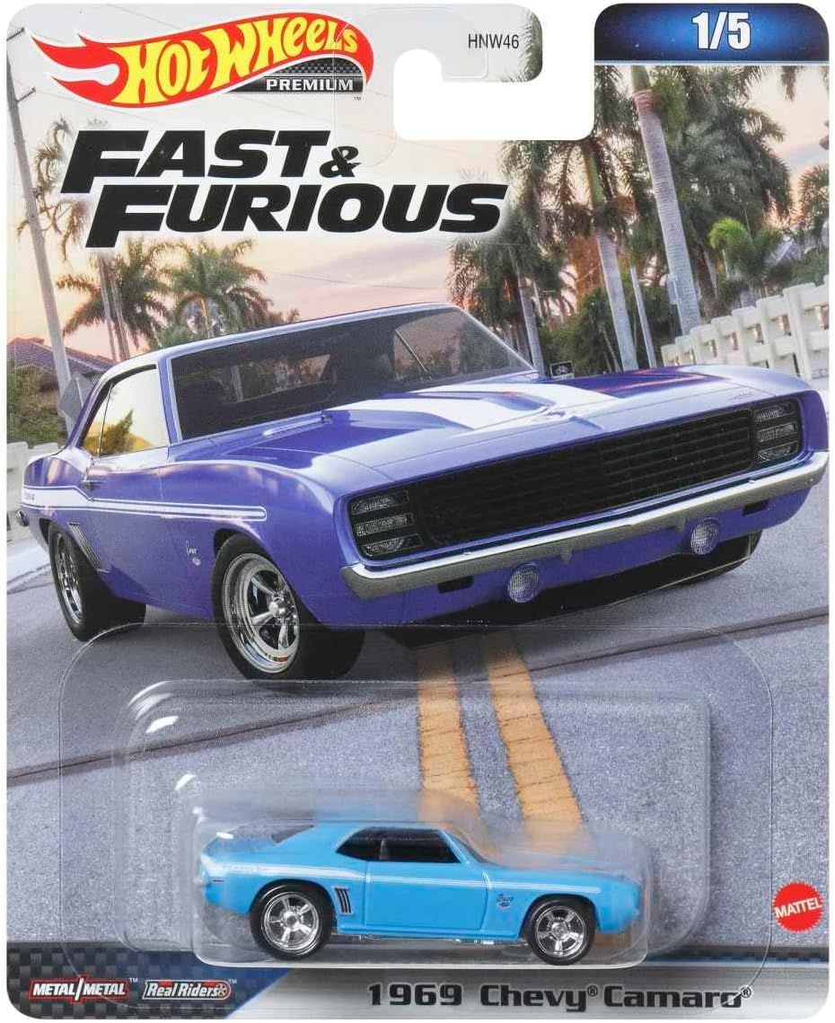 Коллекционная Premium машинка Hot Wheels 1969 Chevy Camaro Metalflake blue (коллекция Fast & Furious 2023, 1/5 mix 2)