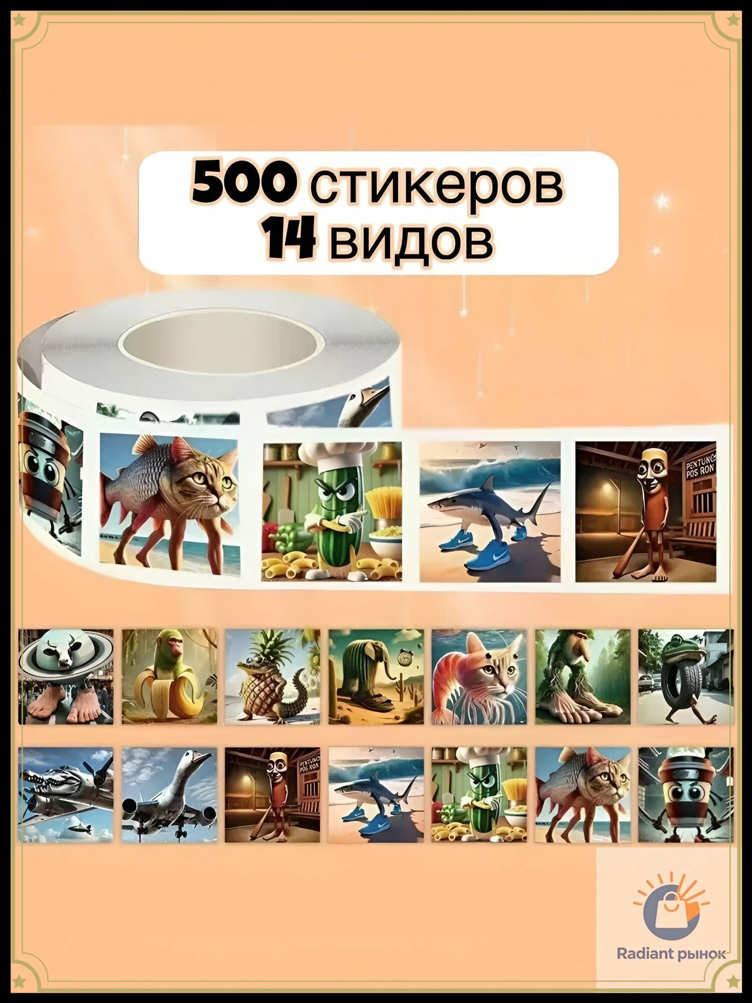 Наклейки, листов: 500