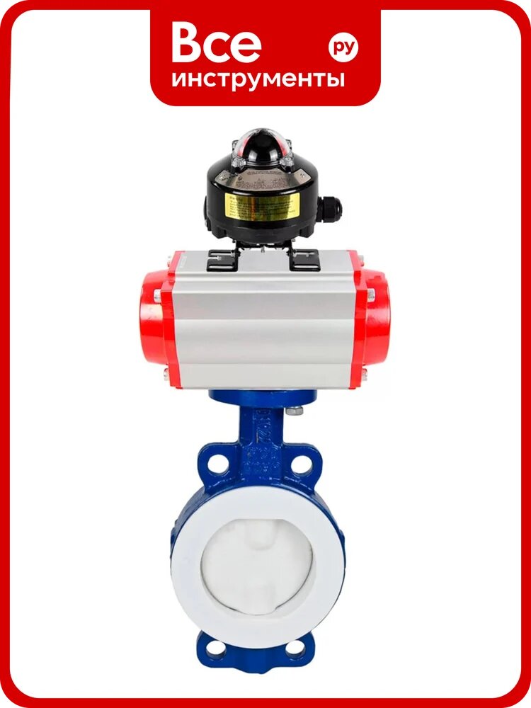 Затвор DN-ru WCB-WCB-PTFE-PTFE-Fb-R Ду200 Ру16 футерованный с пневмоприводом, БКВ D050-59681