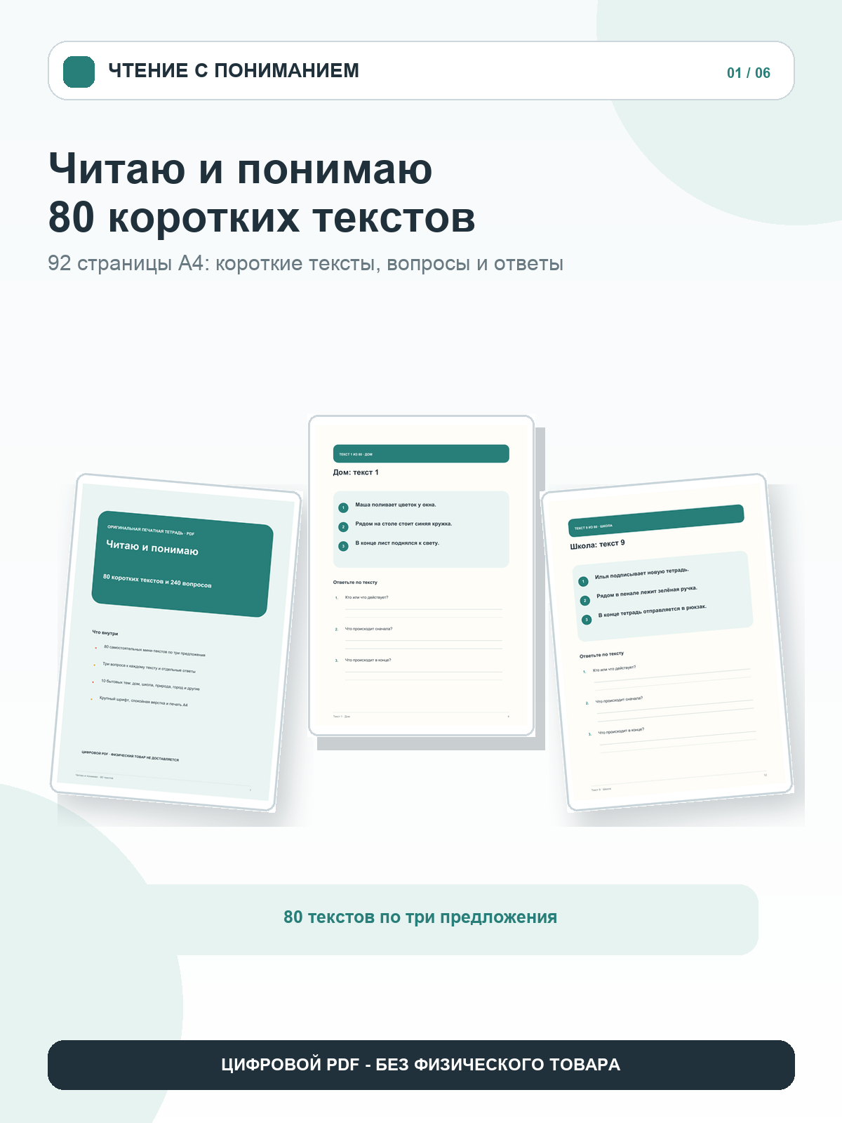 Читаю и понимаю: 80 коротких текстов и 240 вопросов, цифровой PDF