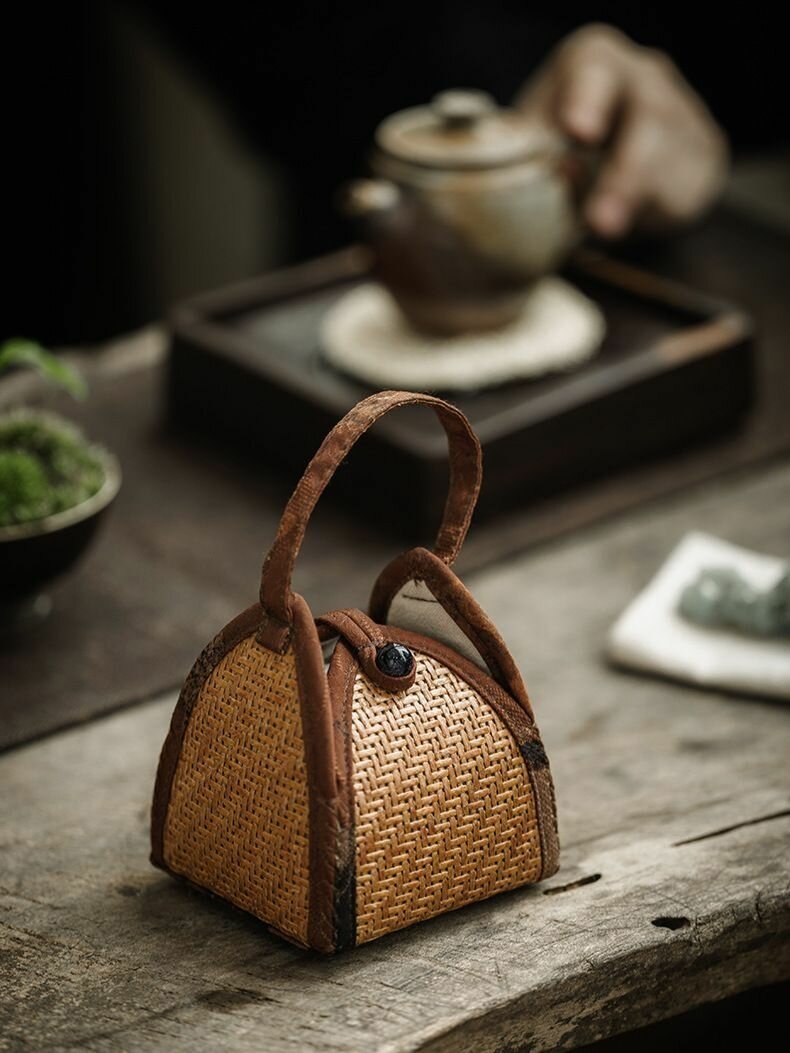 Сумка для хранения чайного сервиза. Ротанг ручной работы. Аксессуары для чайной церемонии