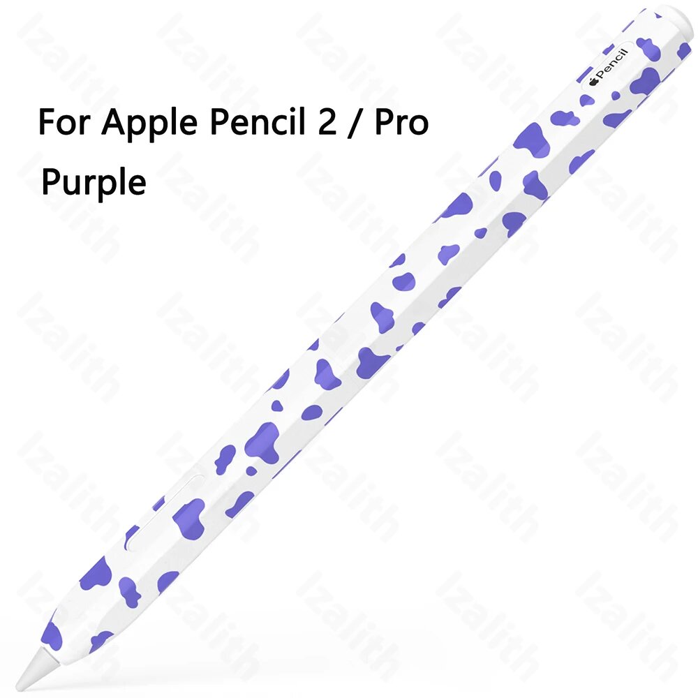 Чехол для Apple Pencil 2/Pro, фиолетовый с принтом