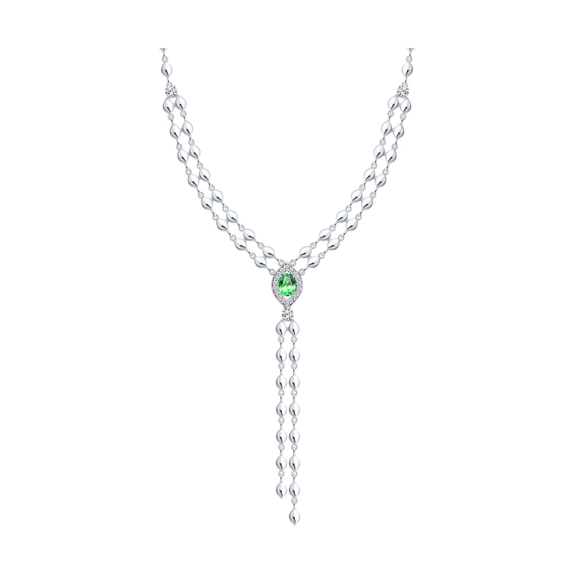 Колье, серебро, 925 проба, родирование, фианит