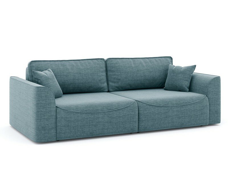 Прямой диван "Рафаэль" трансформер, механизм еврокнижка, в ткани рогожка дрим блю