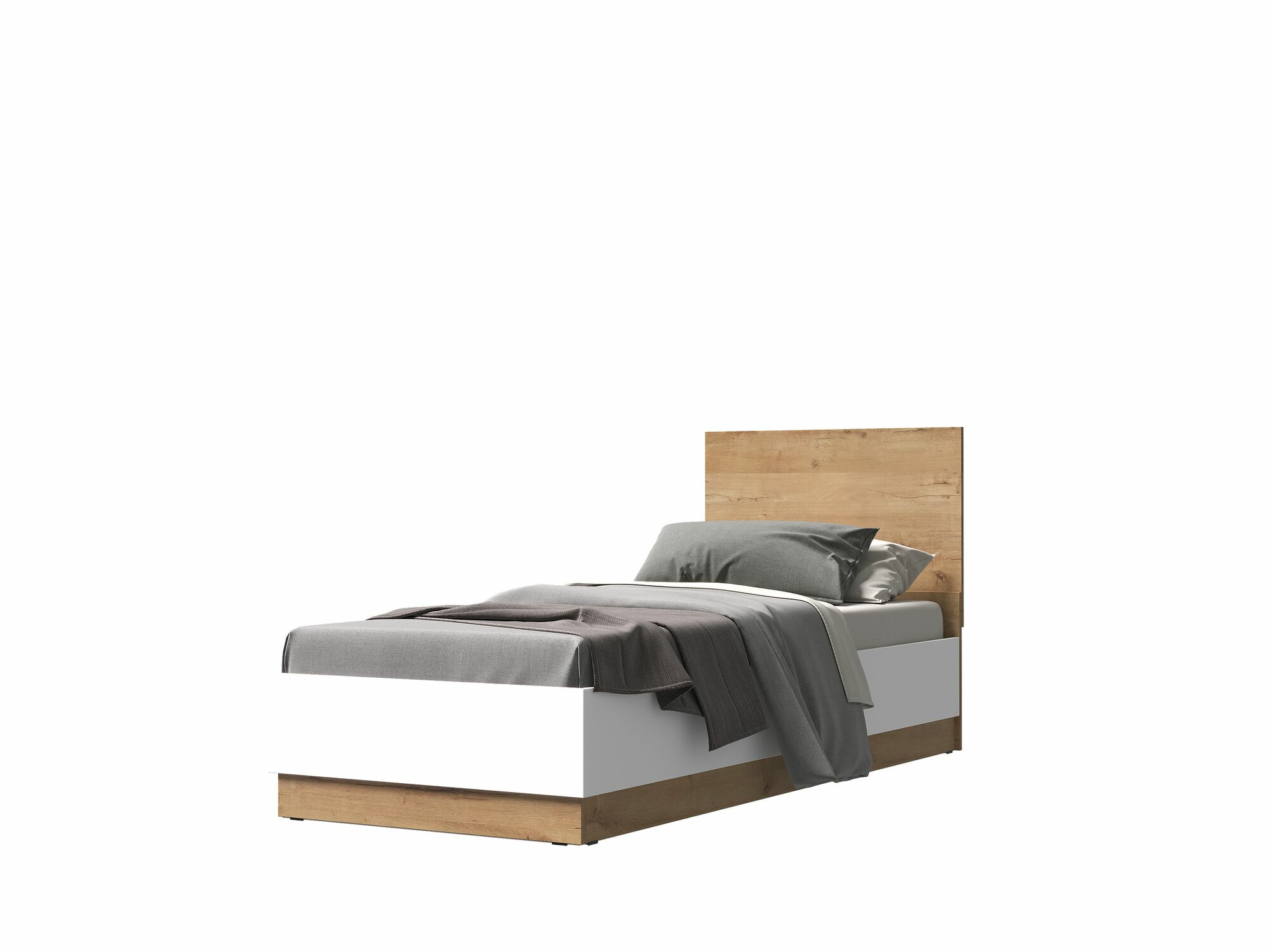 Кровать адель 0,8 Дуб Вотан-Белый гладкий + Ортопедическое основание 0,8 (Эра)