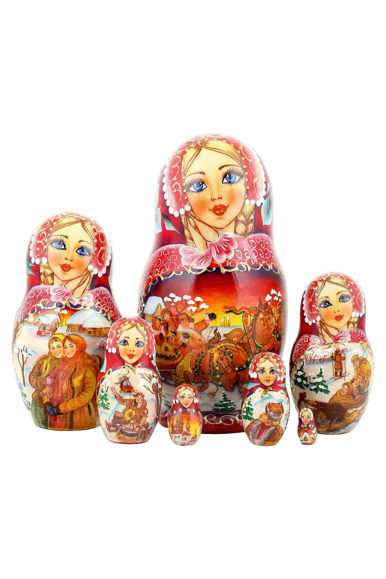 Матрешка "Тройка мчится", 7 мест, 21см