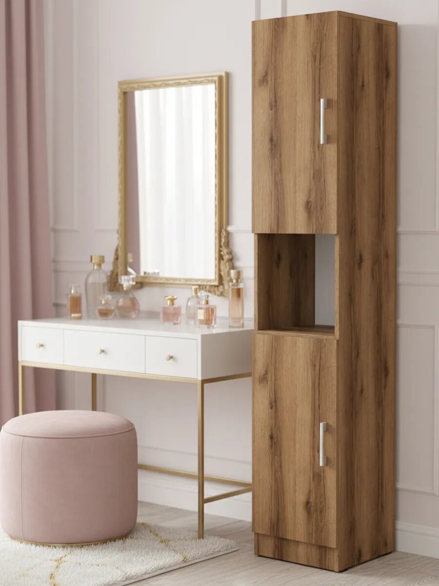 Распашной шкаф пенал FRESTER деревянный для одежды с полками, от производителя