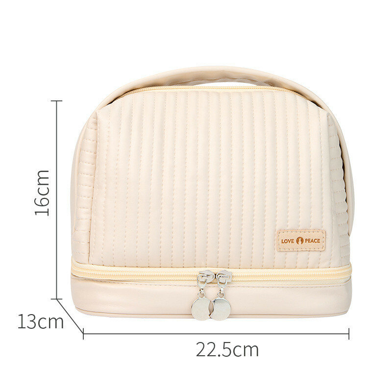 Стилевой косметичка для торта для путешествий с разделением для сухого и мокрого пэчворк бежевый