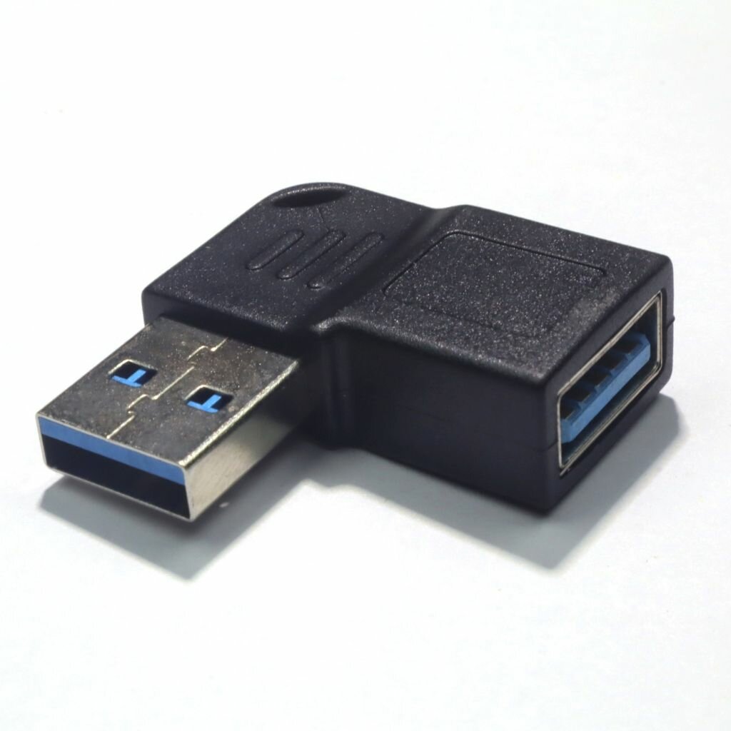 Адаптер USB3.0 от женщины к мужчине на локте-черный-правый изгиб