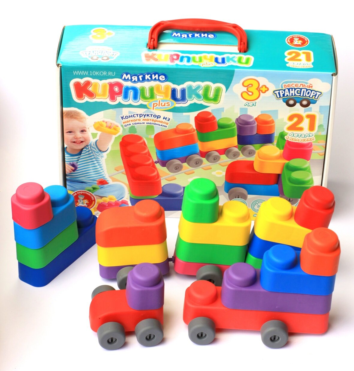 Конструктор "Мягкие кирпичики. Plus" Веселый транспорт 21 деталь