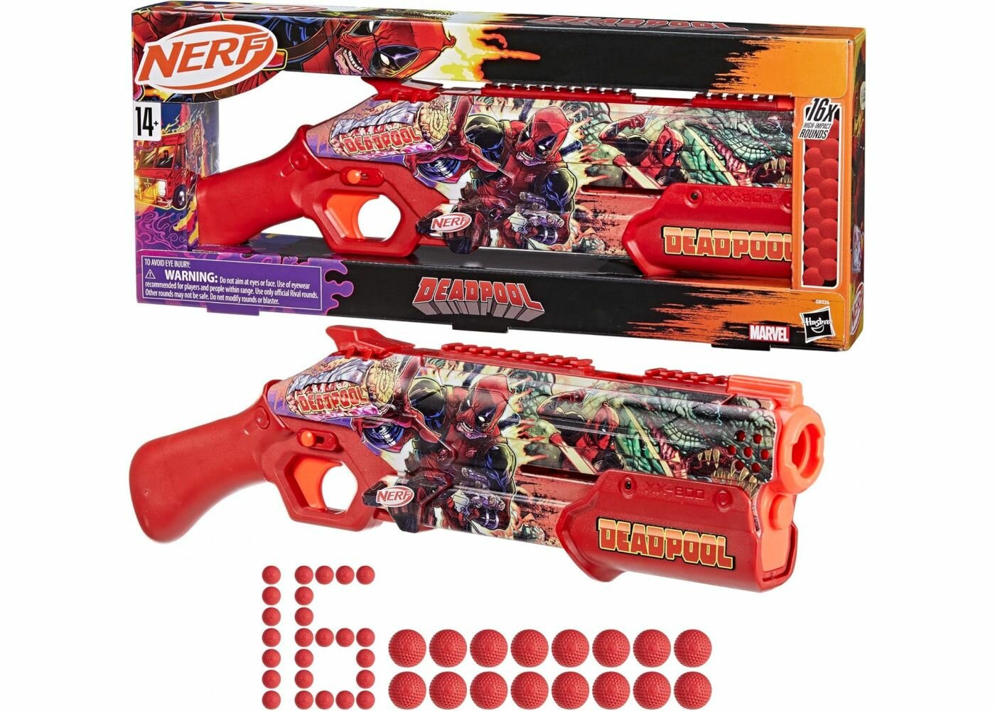 Игрушечное оружие Hasbro Nerf Rival - Бластер Deadpool Marvel +16 шариков - Нерф G0326