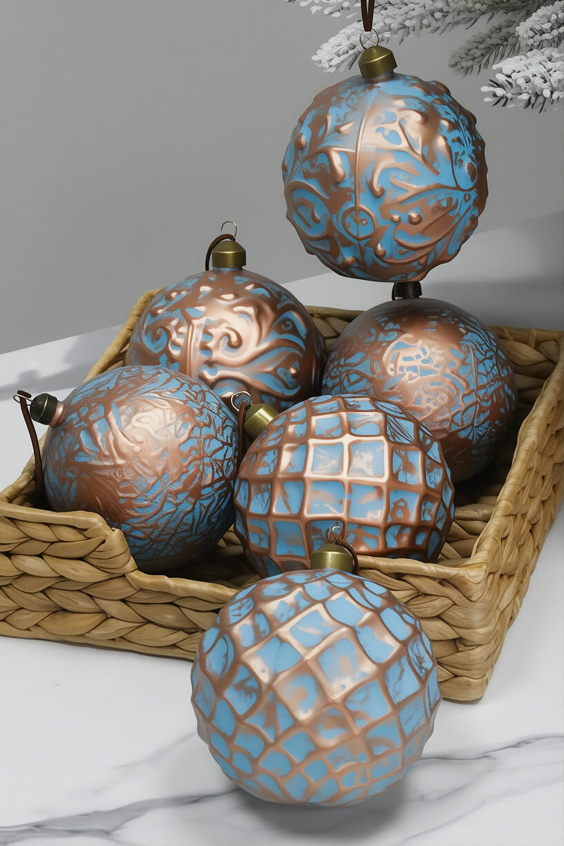 Набор ёлочных шаров скандиччи, стекло, 10 см, 6 шт, Winter Deco 4060359