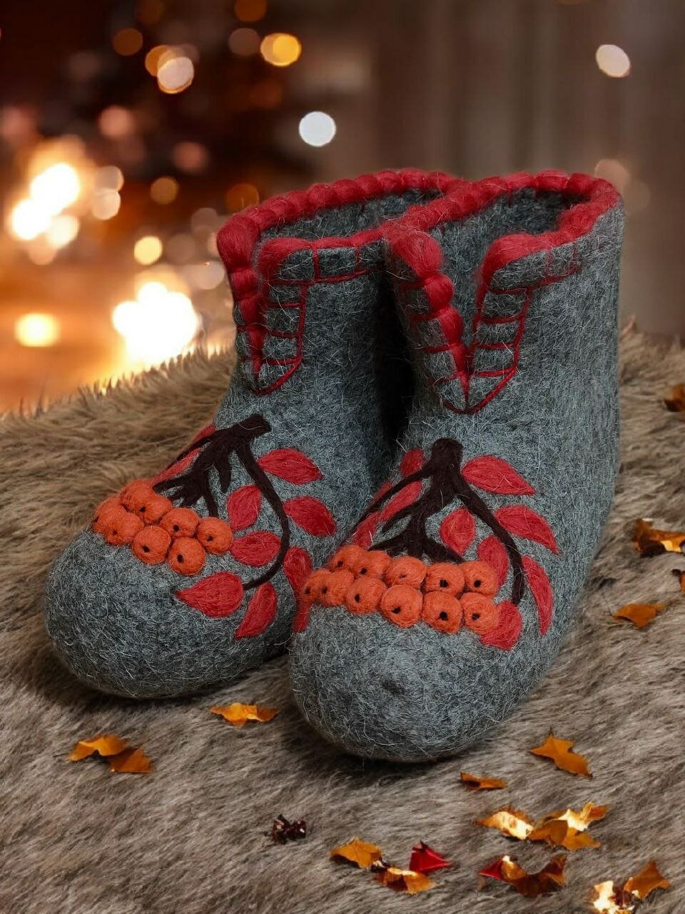 Чувашские валенки ручной работы с вышивкой, из натуральной шерсти