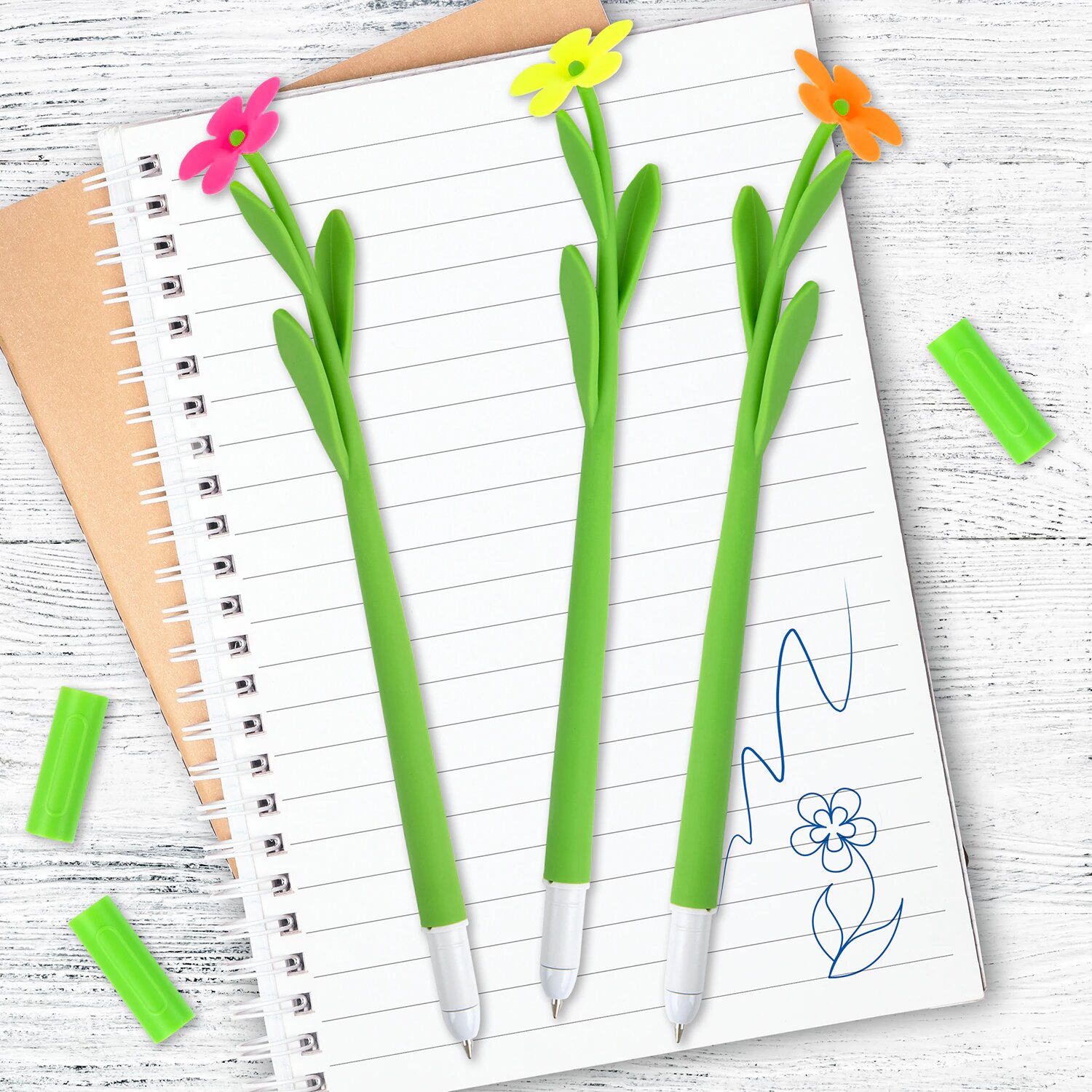 Ручка фигурная шариковая юнландия "Цветочек", мягкий силиконовый корпус, ассорти, синяя, пишущий узел 0,7 мм, 143779, 12шт.