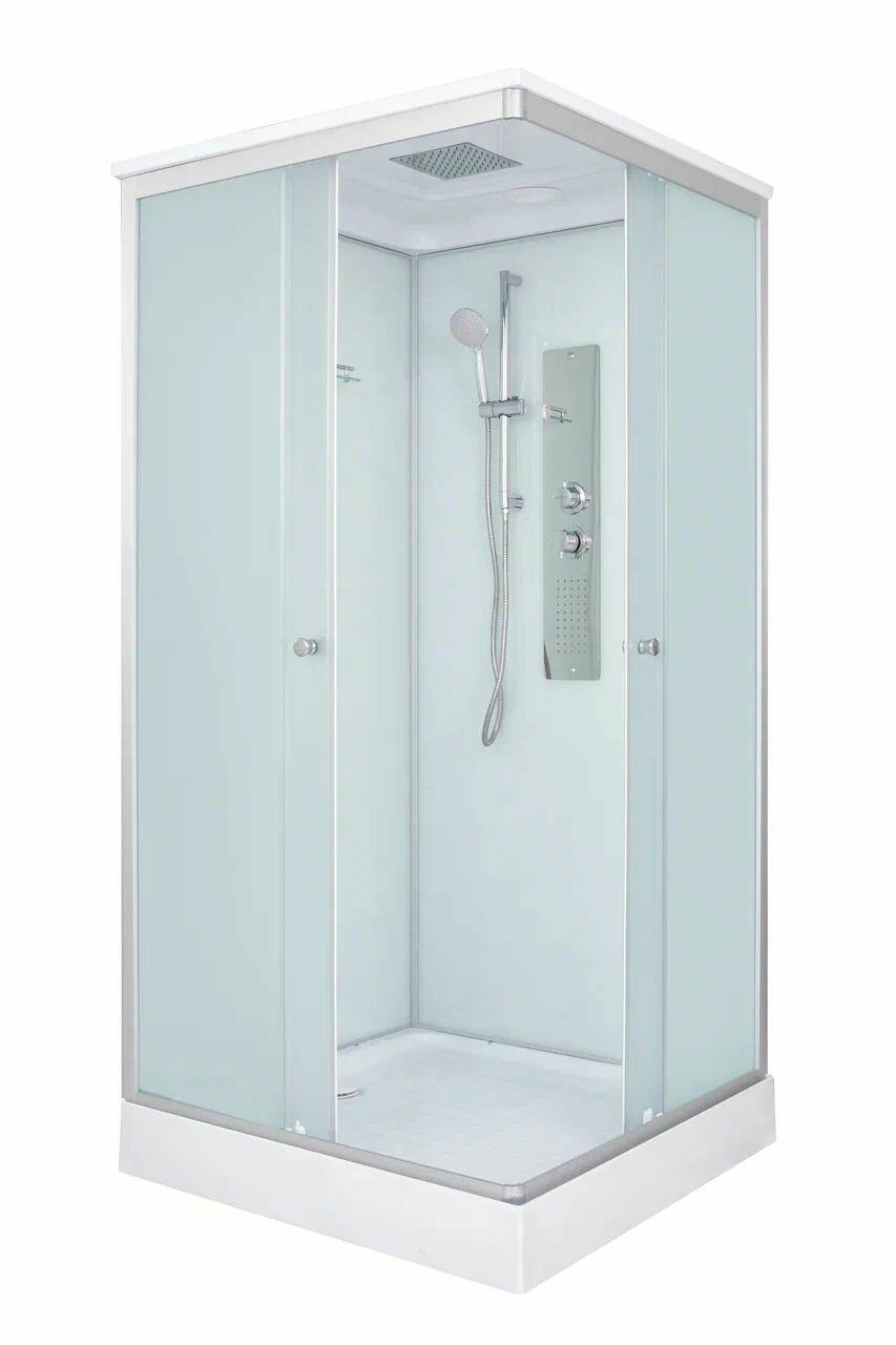 Душевая кабина DTO LK115 с гидромассажем(100х100х215), низкий поддон(15см), профиль хром, стекло матовое(5мм), 3места