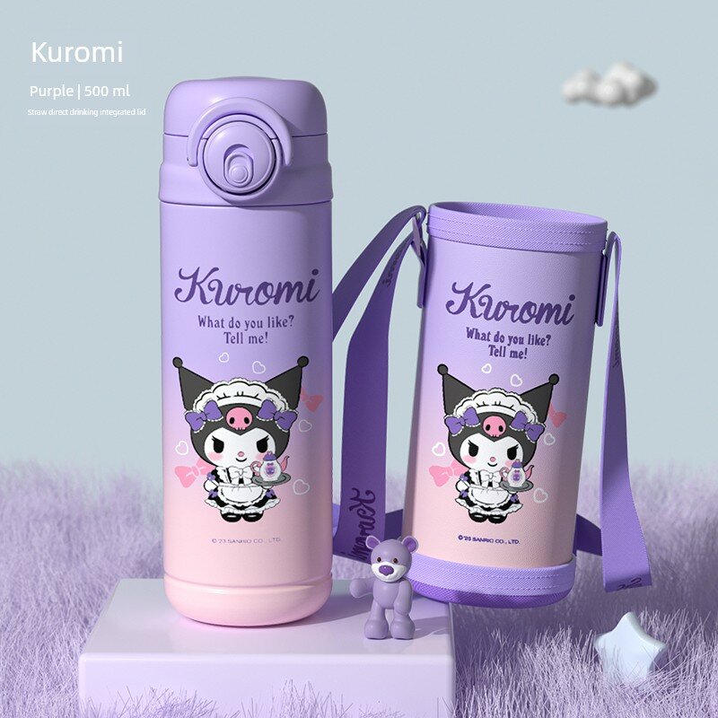 Kuro Midori 500 мл Нержавеющая сталь Двойной носик Изолированная бутылка с чехлом для девочек