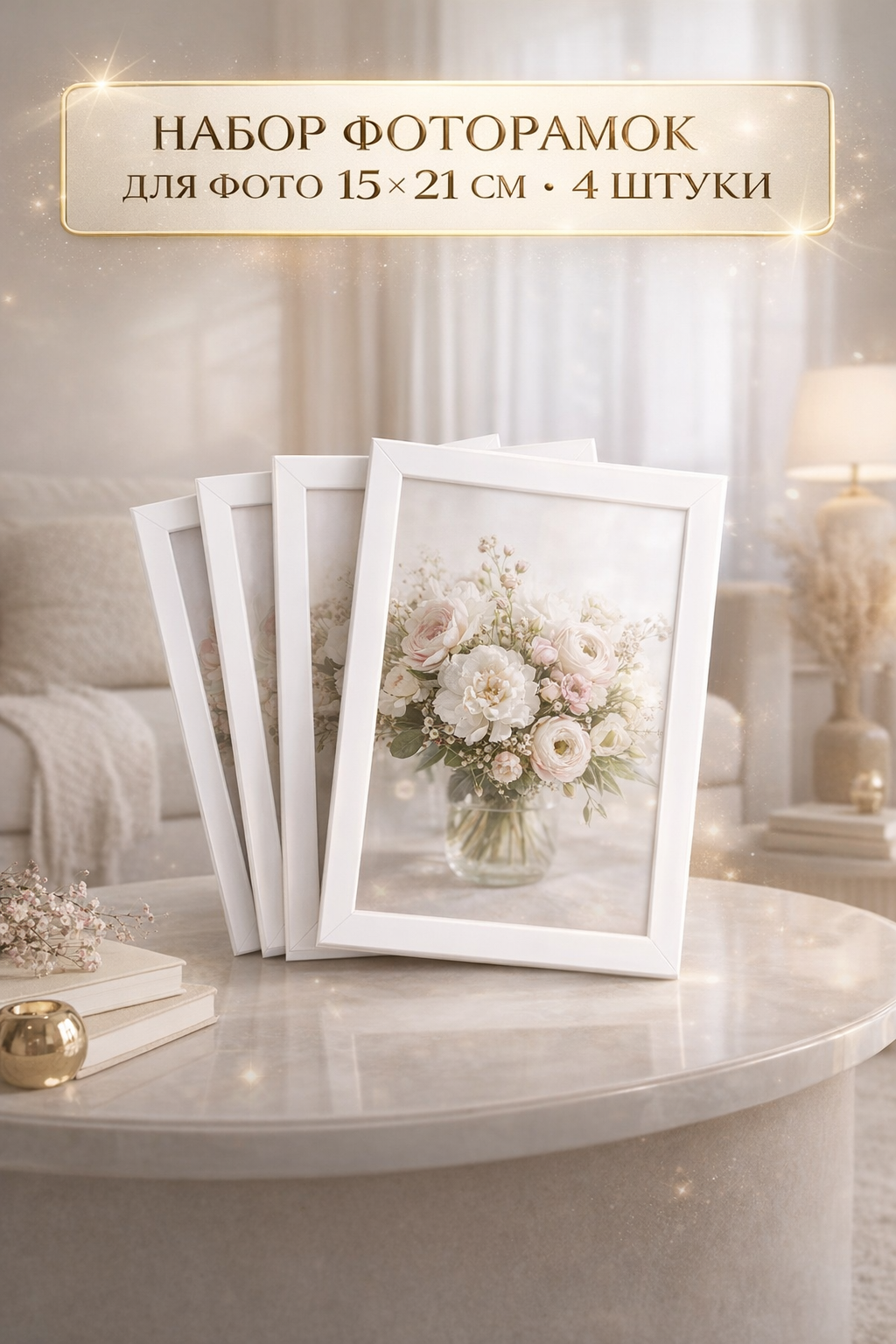 Набор фоторамок для фото 15×21 см - 4 штуки Keep memories "Формат" цвет белый