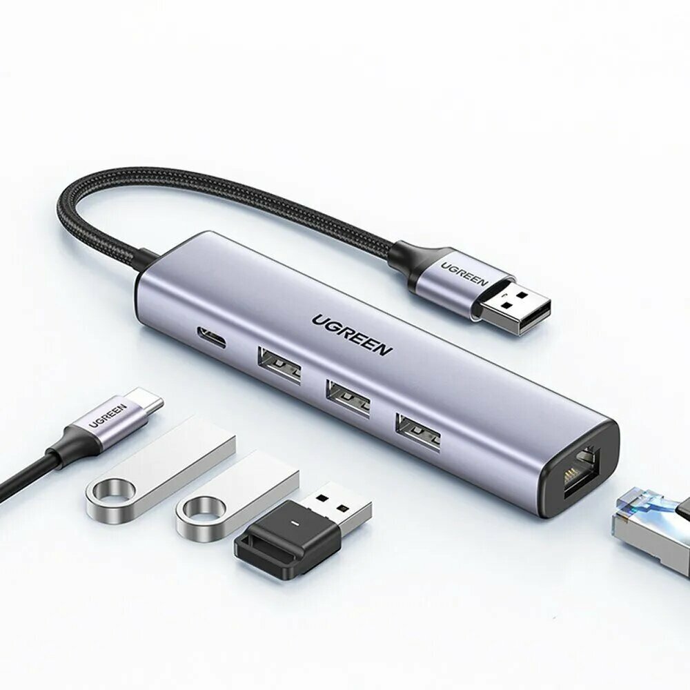 Док-станция UGREEN CM475 Space Gray (20915)USB3.0+Type-c+1000Mbps*1