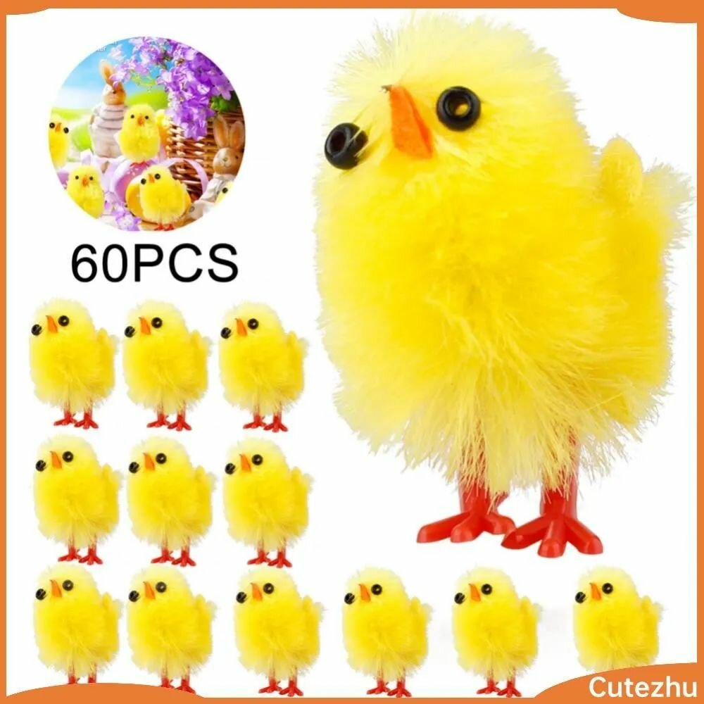 Мини-игрушки из мягкого пластика, 60 шт. цыплят, для украшения праздника и детской комнаты