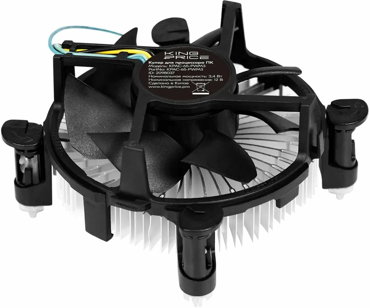 Кулер для процессора KingPrice KPAC-65-PWM3 92x92x25mm Soc-1200/1150/1151/1155 черный 4-pin 18-35dB Al 65W 140gr Ret
