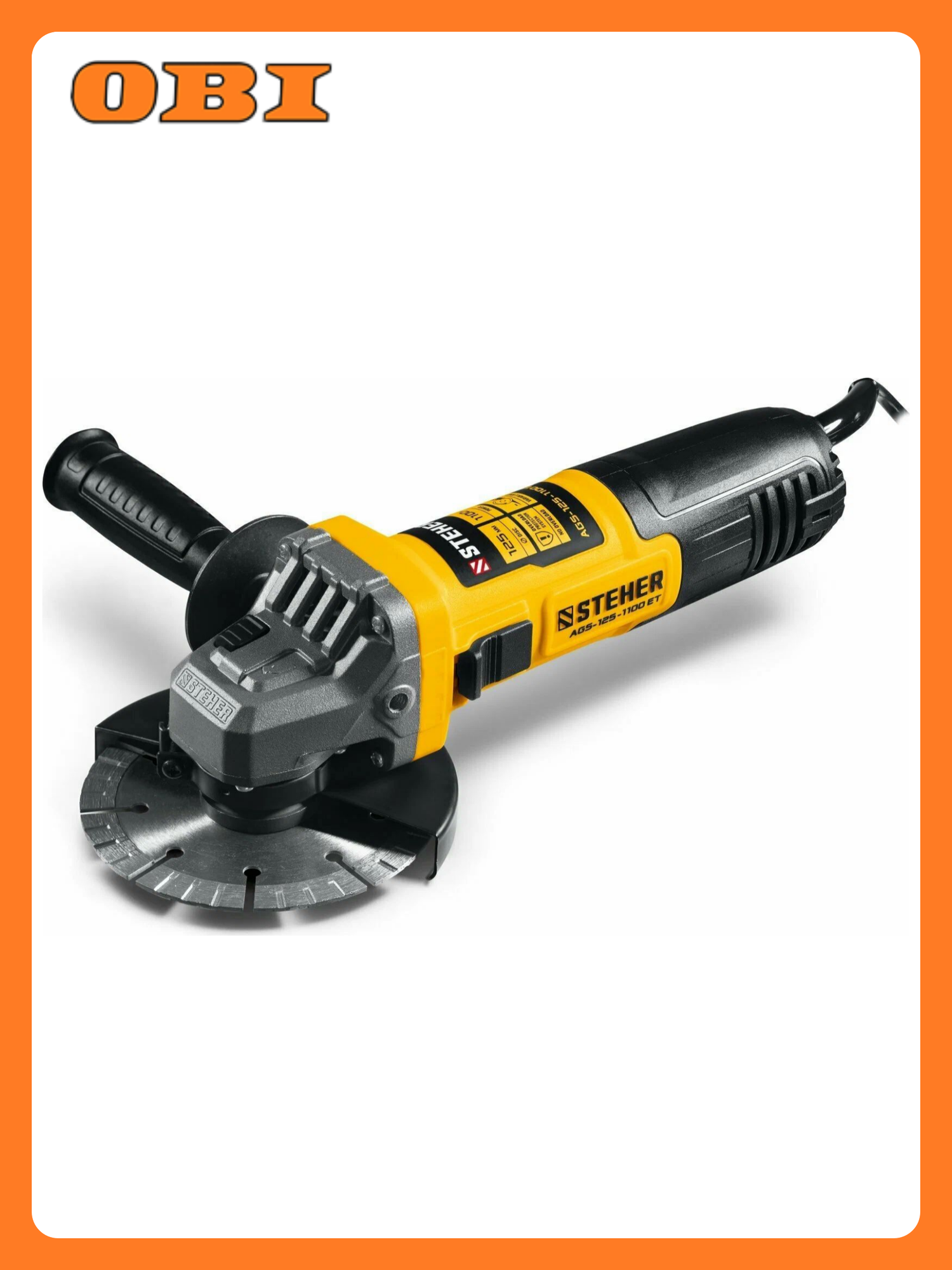 Углошлифовальная машинка STEHER AGS-125-1100 ET, c регулировкой оборотов, 125 мм, 1100 Вт