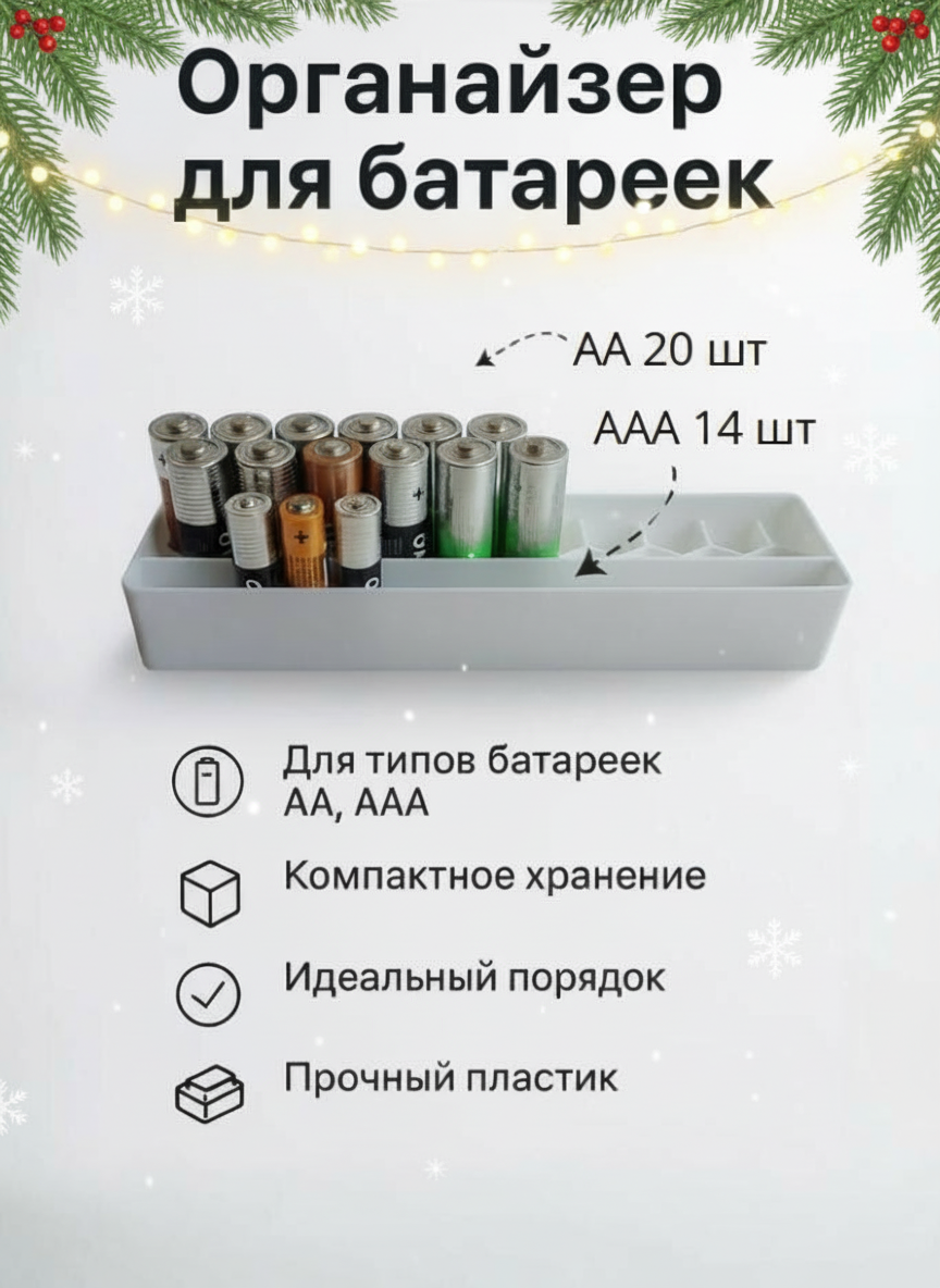 Органайзер (бокс) для батареек и аккумуляторов - хранения AA, AAA