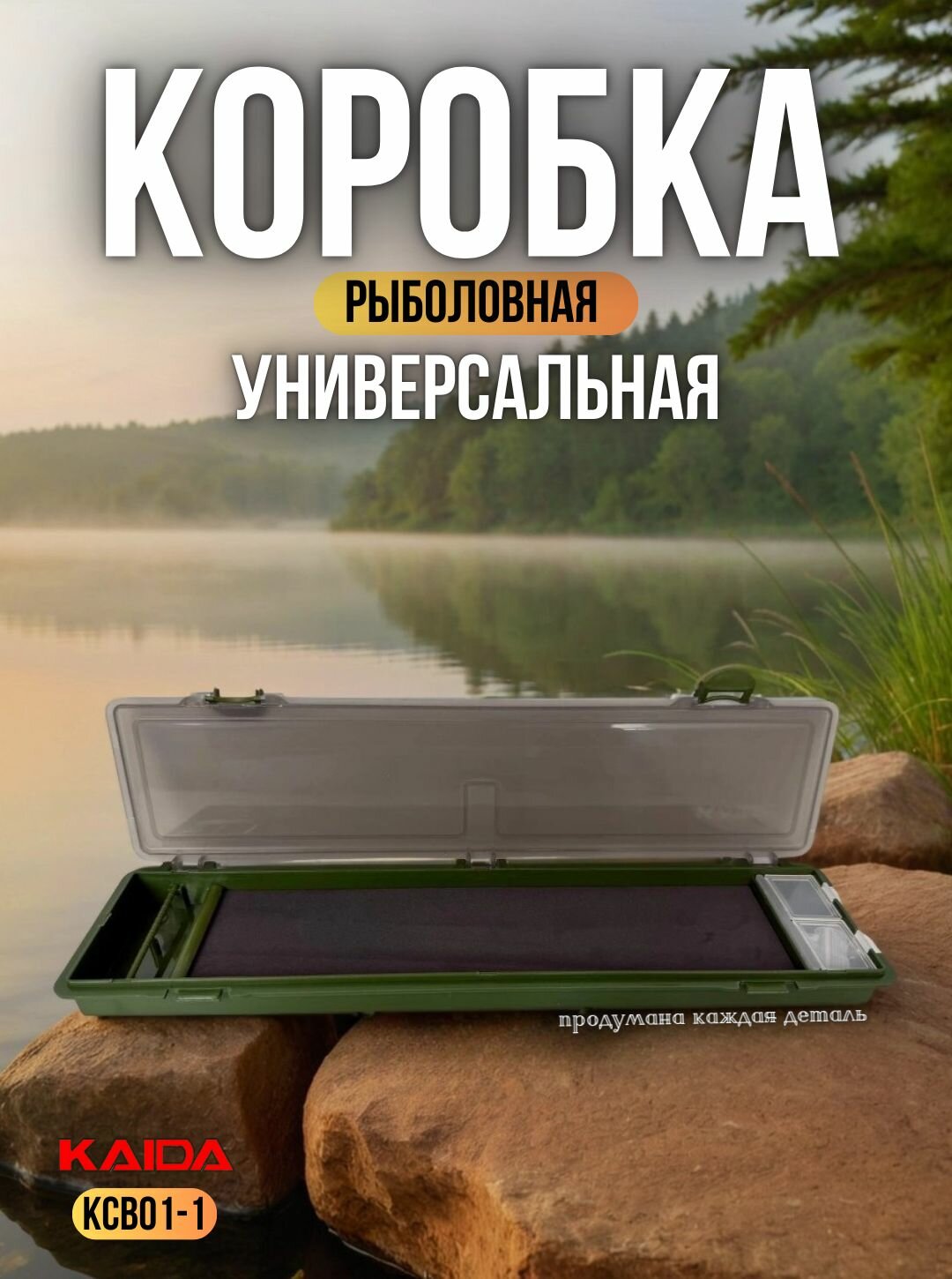 Поводочница для рыбалки Kaida / коробка для поводков фидерная 34,5х8,5 см